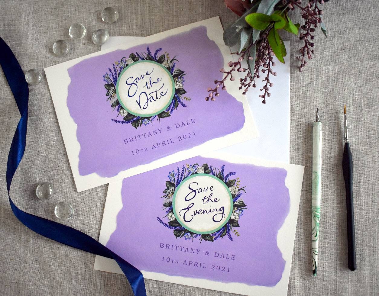 Custom Save the Date, Bespoke Stationery Design, Lilac & Lavender ...