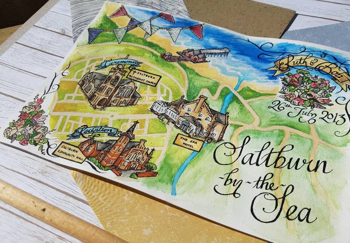 Custom Wedding Map Illustrated With Venue Drawings - Etsy