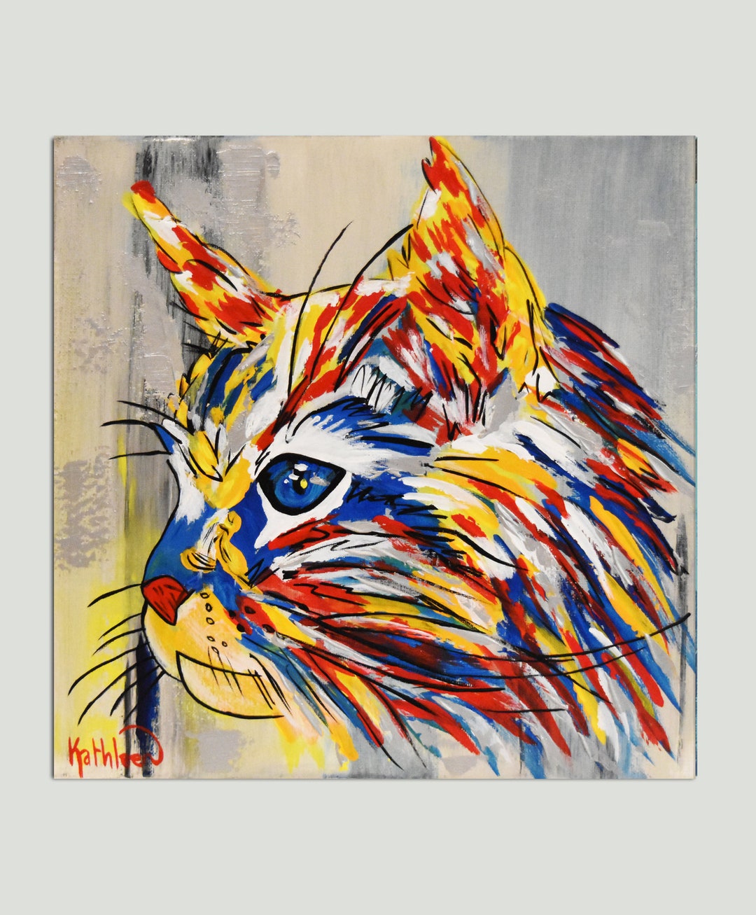 RED CAT Print Canvas Extra Large Print Home Decor Large - Etsy France