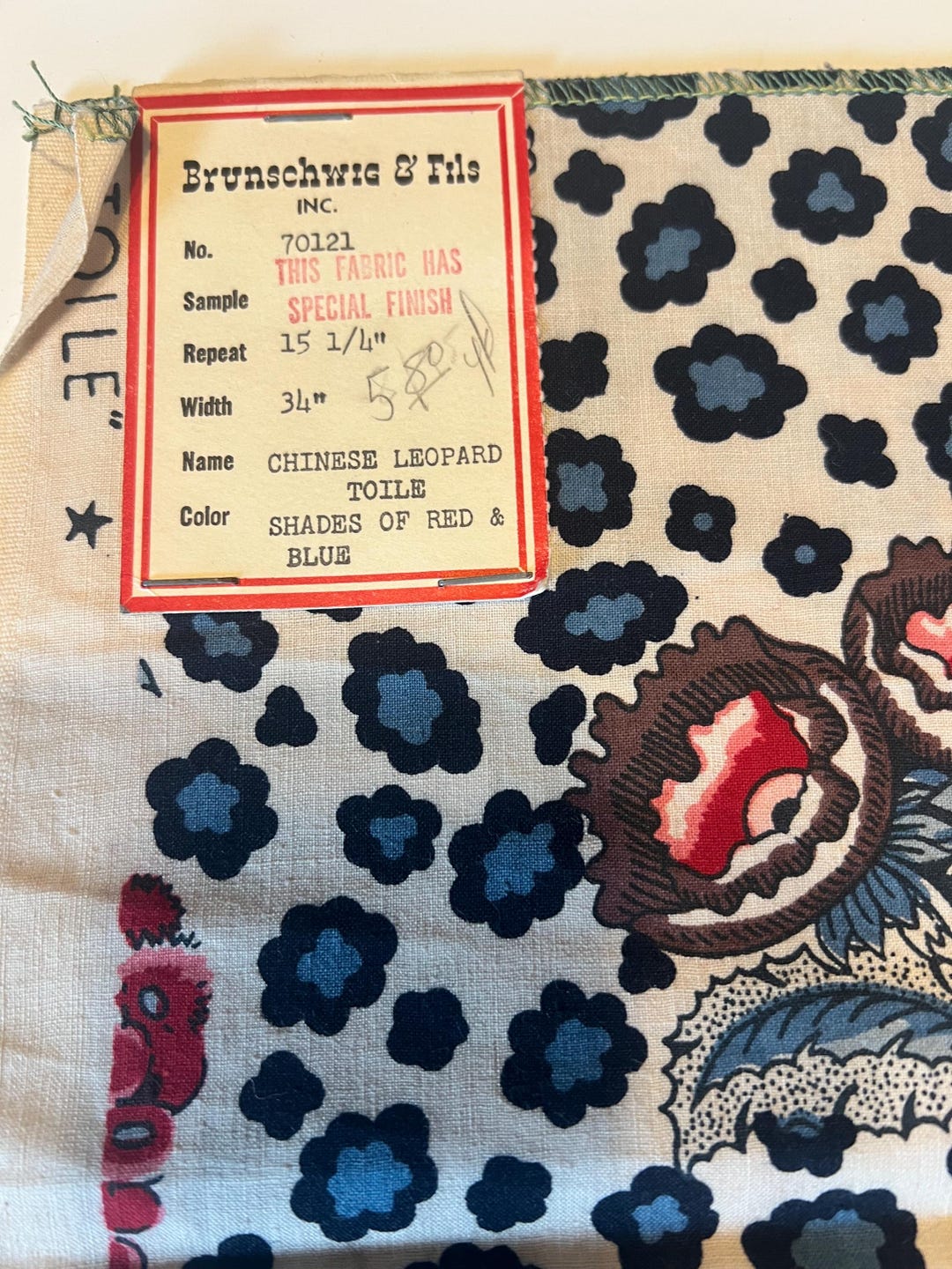 Vintage Fabric Sample Chinese Leopard Toile Brunschwig and Frls - Etsy