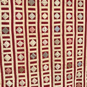 Antique Handsewn Red and White Quilt - Etsy