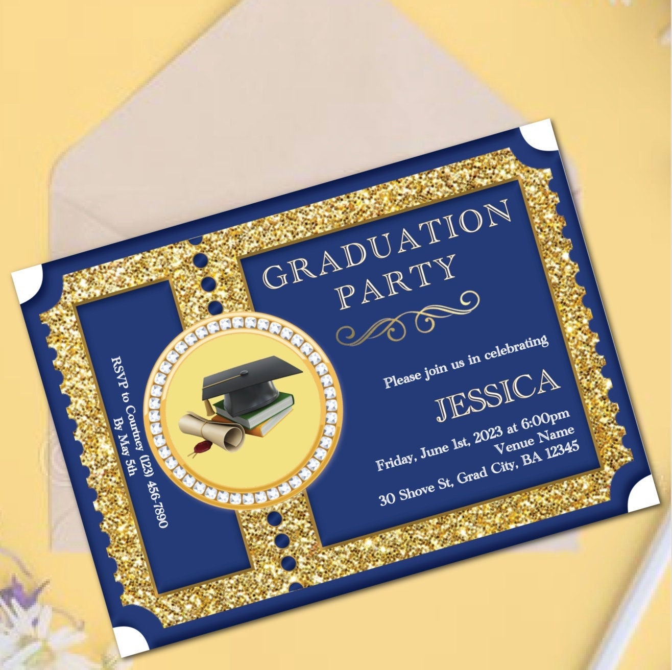 Ticket Graduation Party Invitations 5x7in PRINTABLE & PERSONALIZED - Etsy