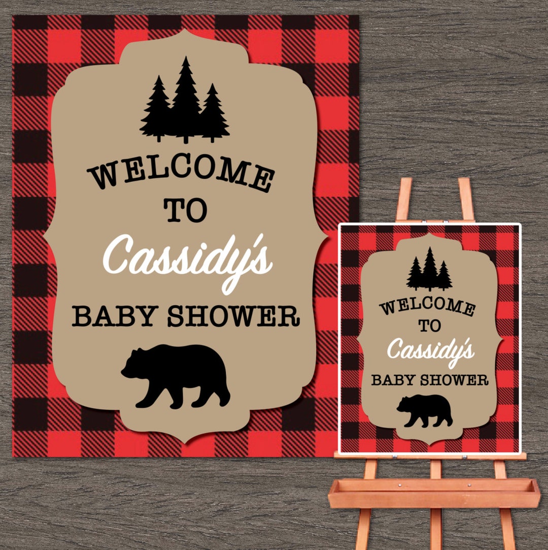 Red Buffalo Check Baby Shower Welcome Sign 11x14in PERSONALIZED - Etsy
