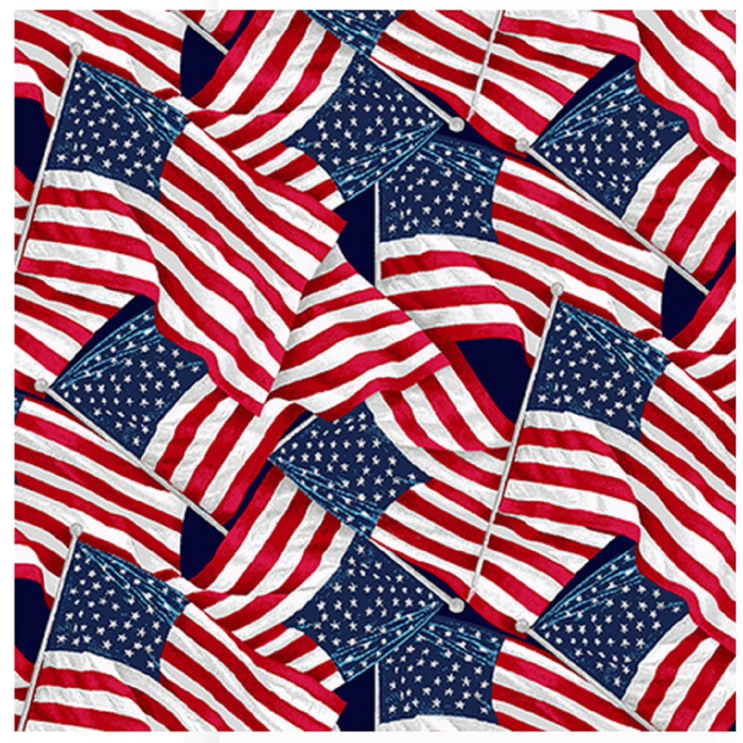 One Nation: Tossed Flags- Henry Glass Sold by Yard 118-78 - Etsy