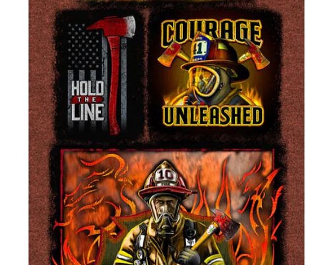 Rescue Workers: Firefighter Block Panel Skytel Fabrics - Etsy