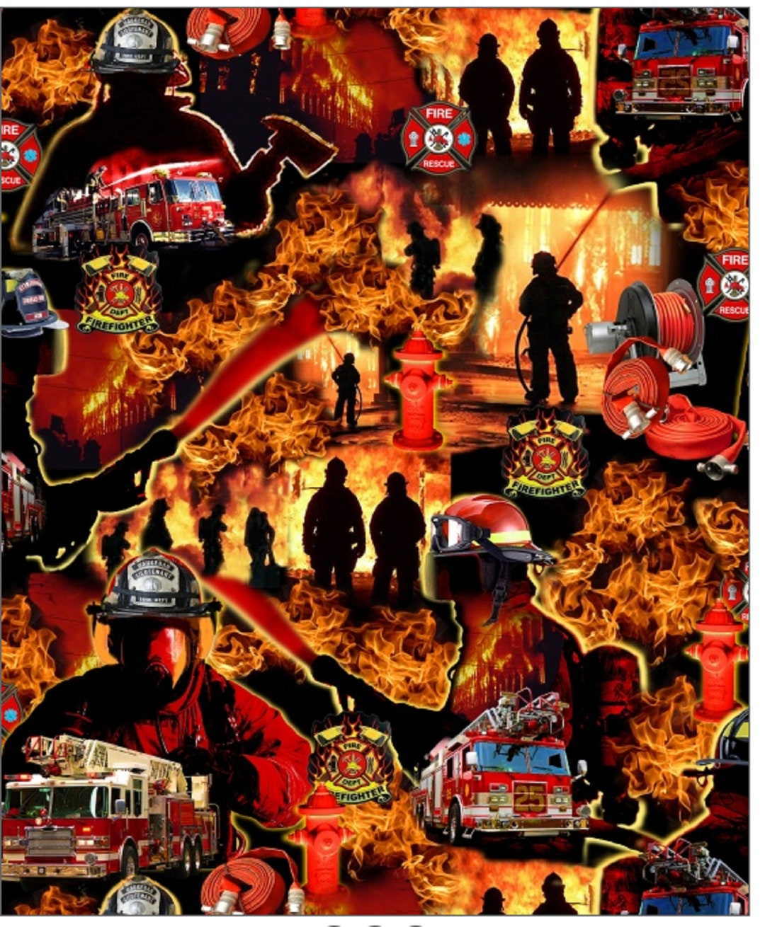 Under Fire: Allover Firefighter Scene Elizabeth Studios Sold by the ...