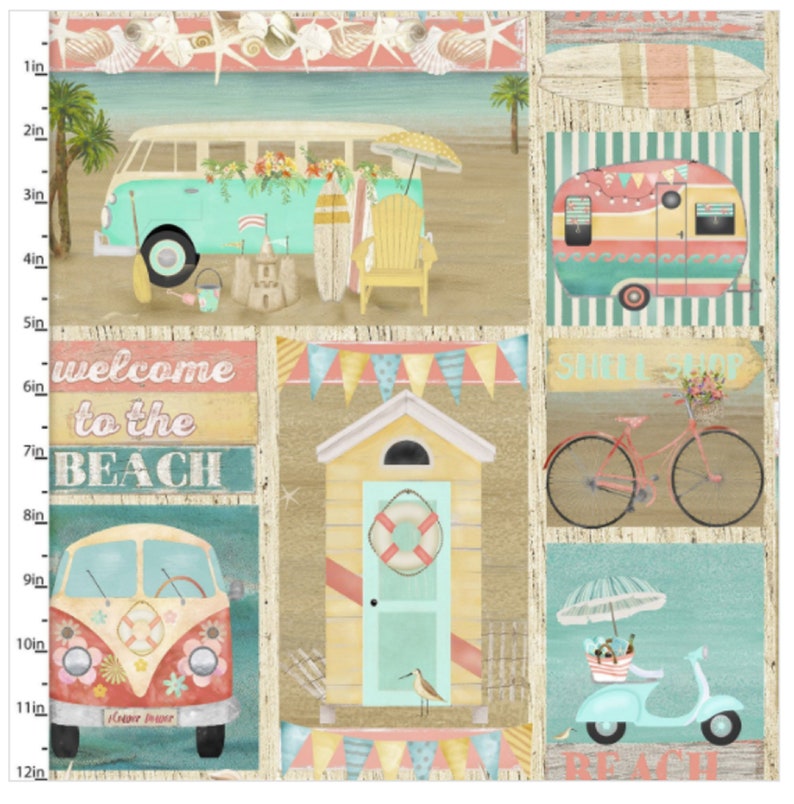 Beach Travel: Patches- 3 Wishes Fabric Sold by the Yard - Etsy