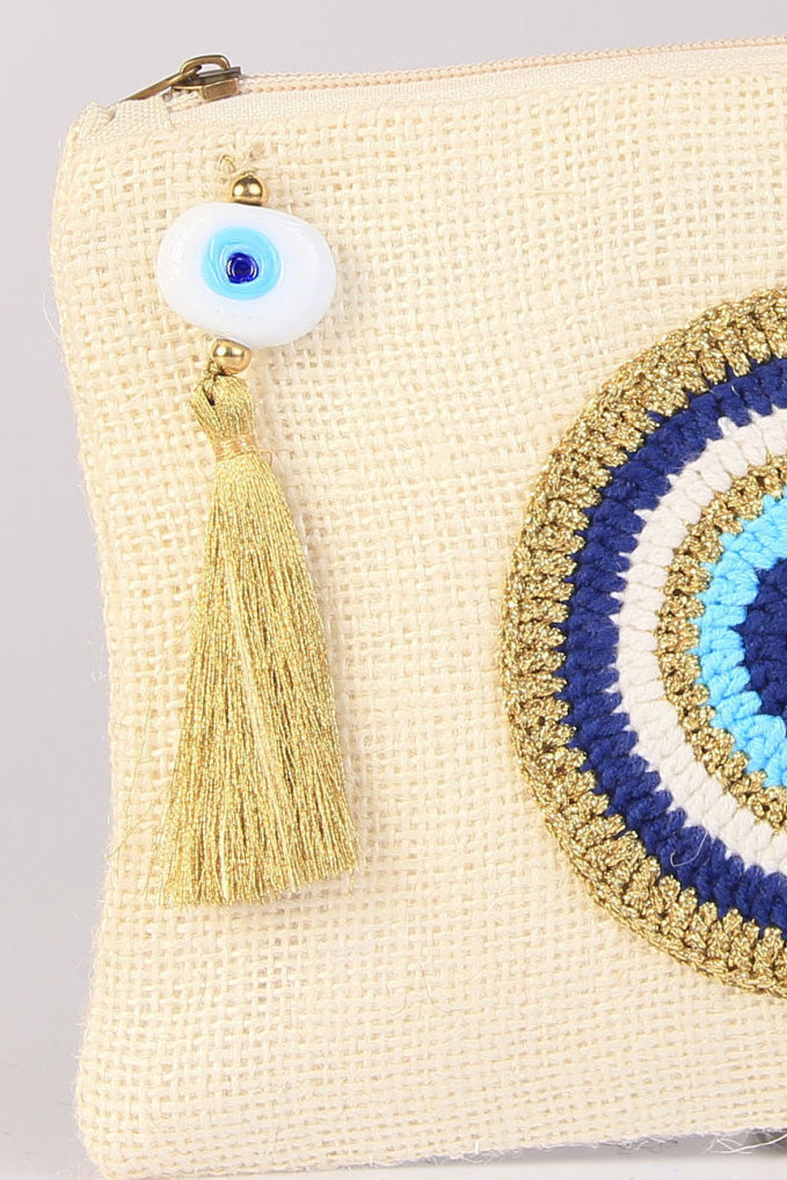 Evil Eye Jute Small Pouch Bag, Coin Purse for Women, Crochet Bag, Make ...
