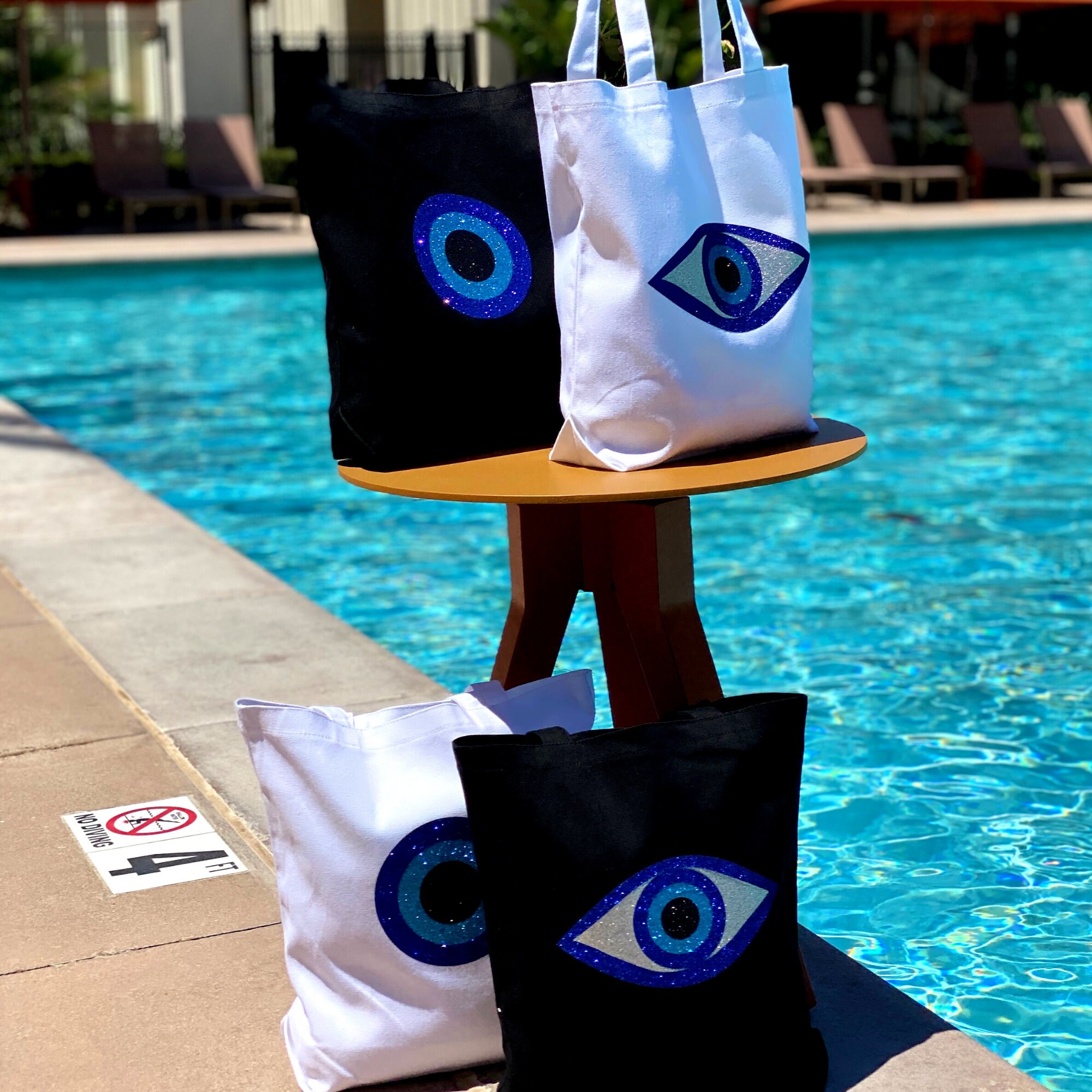 Canvas Tote, Glitter Tote, Evil Eye Bag, Summer Bag for Women, Eye ...