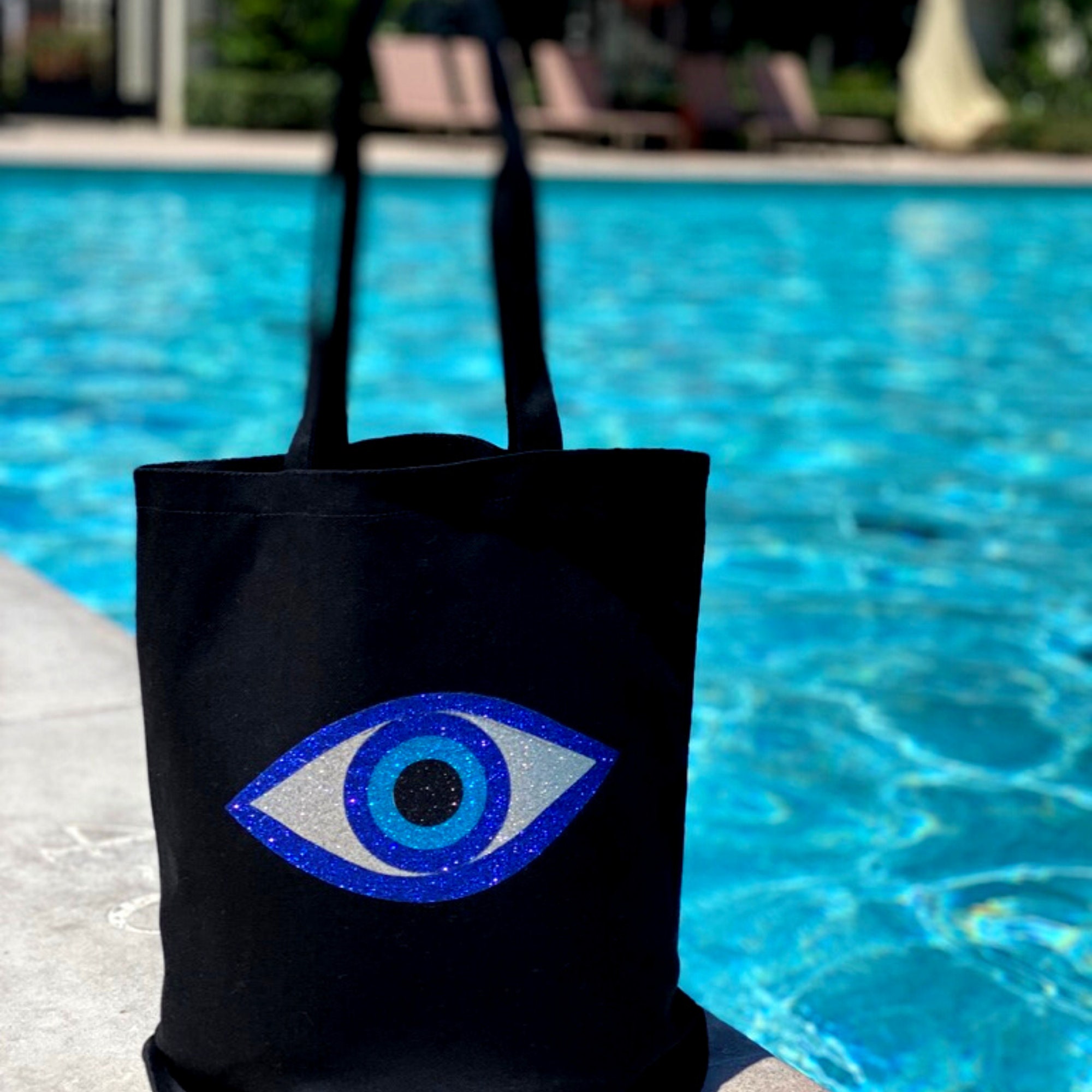 Canvas Tote, Glitter Tote, Evil Eye Bag, Summer Bag for Women, Eye ...
