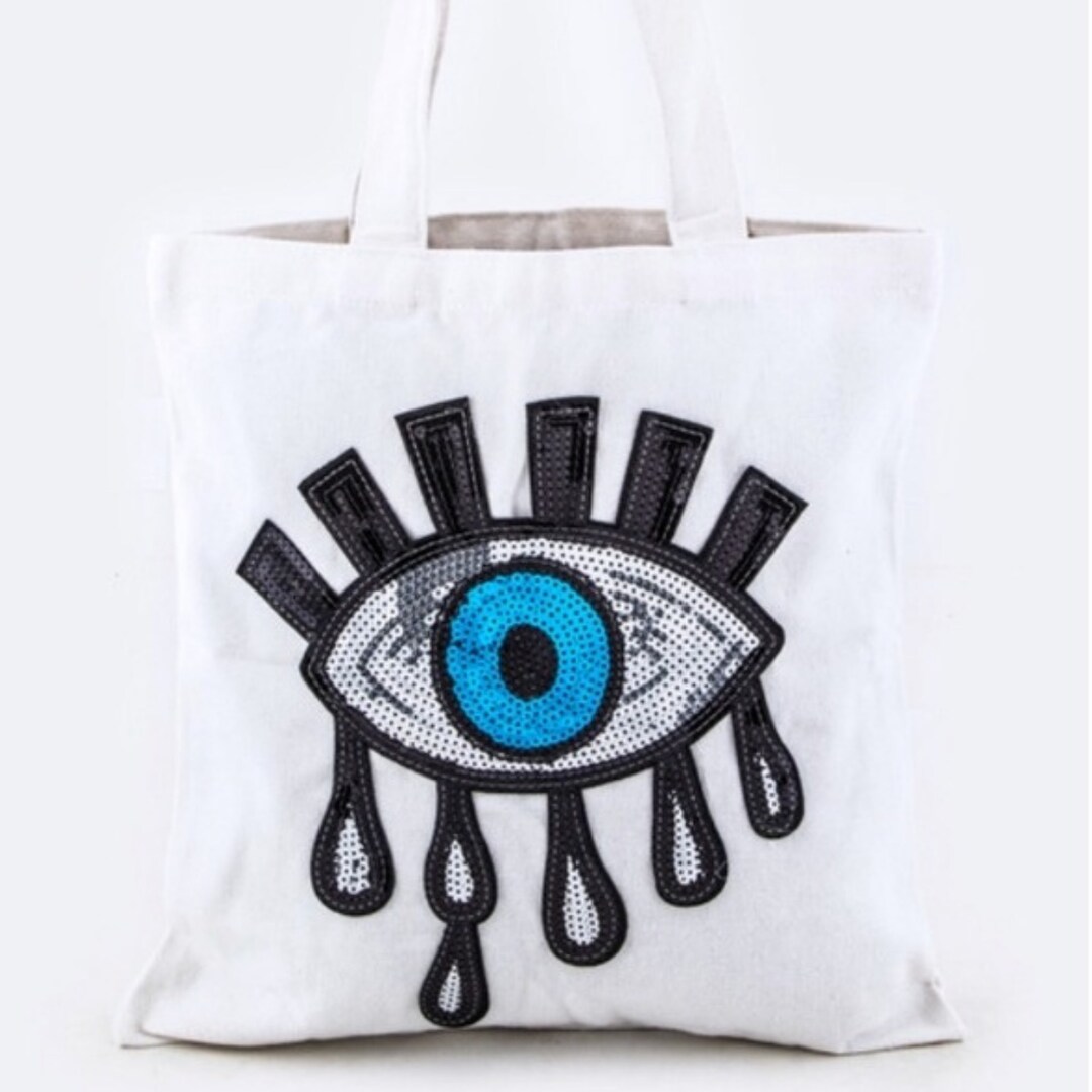 Handmade Sequined Evil Eye Canvas Tote Bag - Etsy