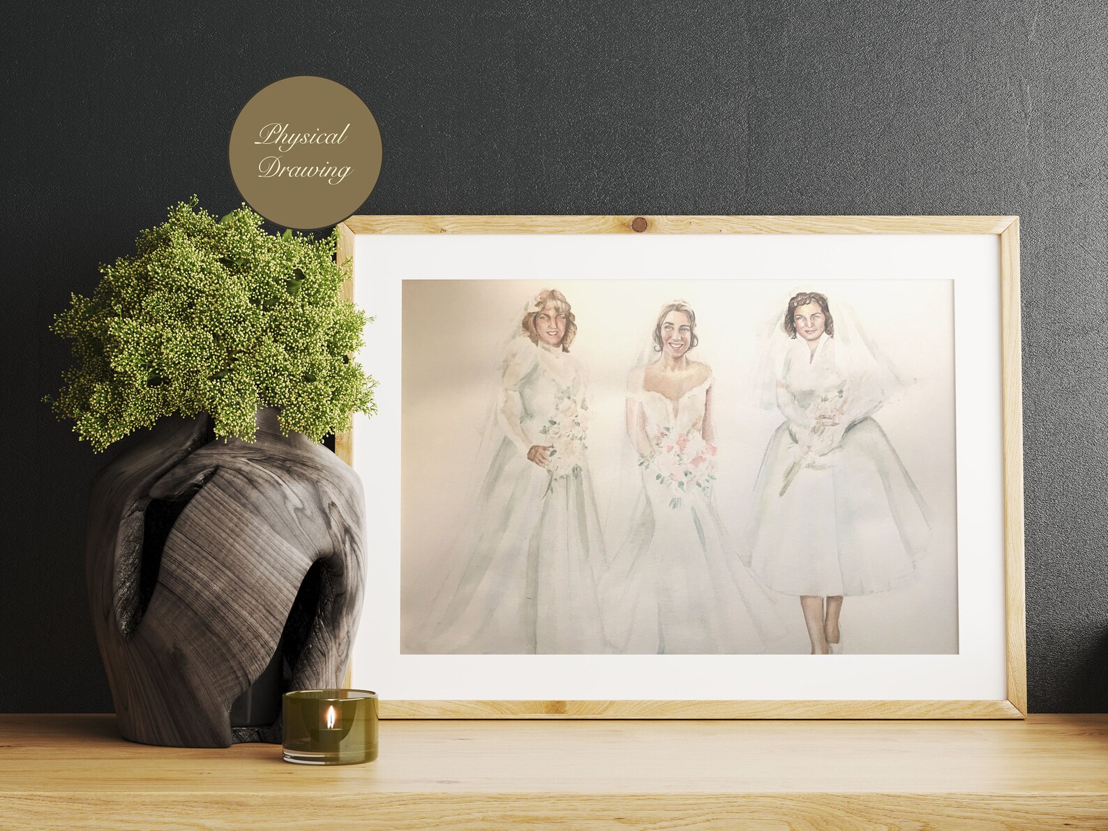 Watercolor Wedding Portrait, Drawing From Merged Photos, Anniversary ...