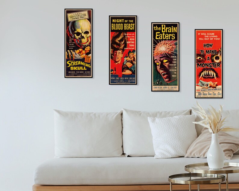 Halloween Creepy Poster Collection WOODEN Wall Art Set Cool | Etsy