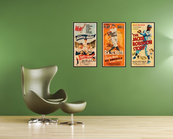 Baseball Fans Poster Collection WOODEN Wall Art Set Cool & | Etsy