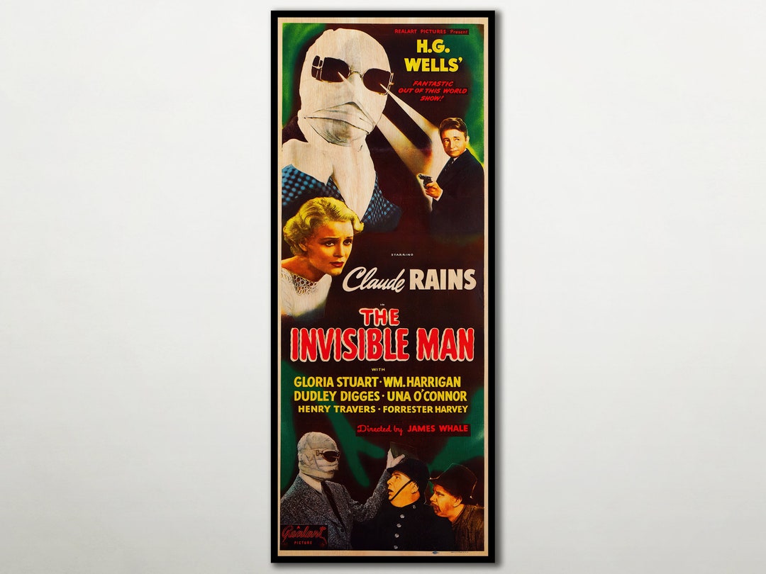 The Invisible Man Poster WOOD PRINT, Fanart Cinema Movie Posters on ...