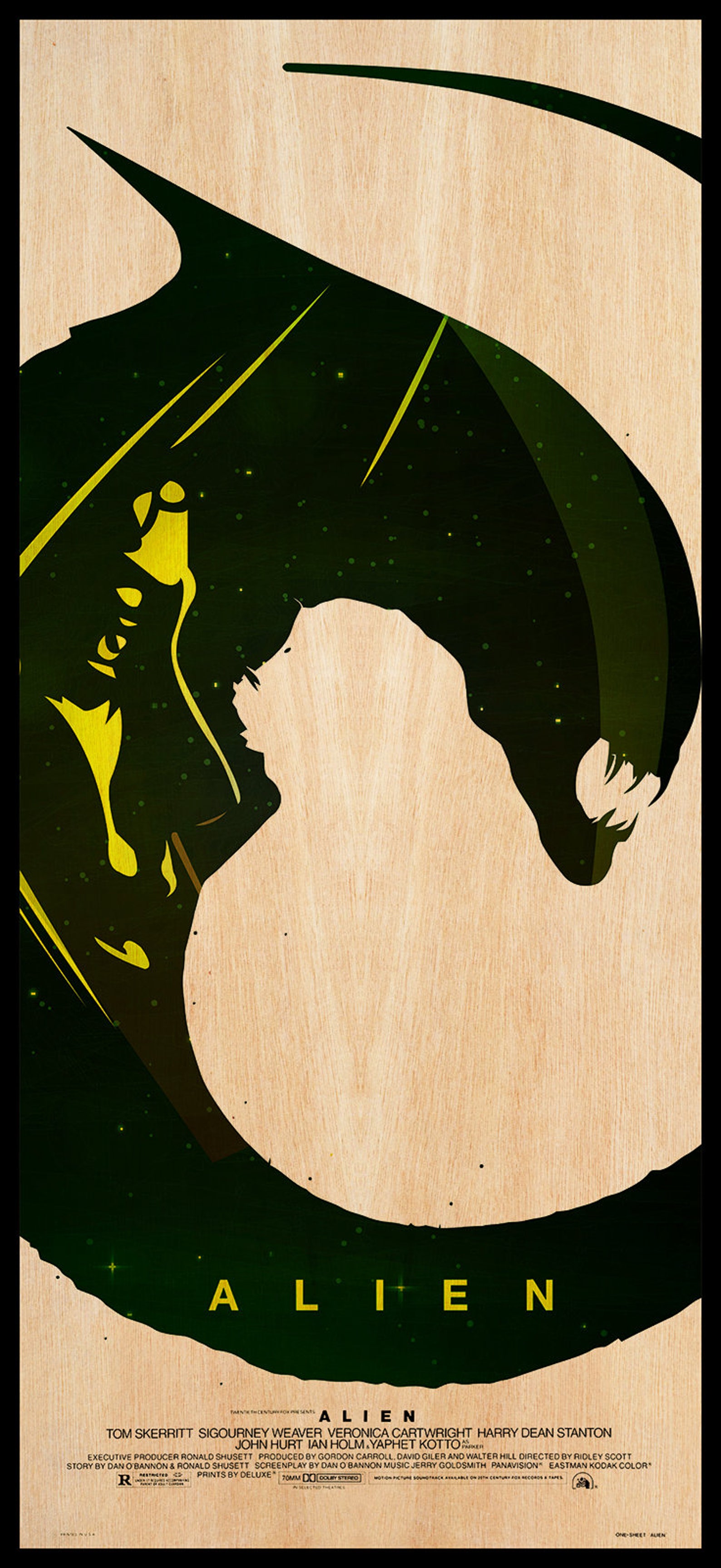 Alien Poster WOOD PRINT Cult Sci-fi movie fan poster on WOOD | Etsy