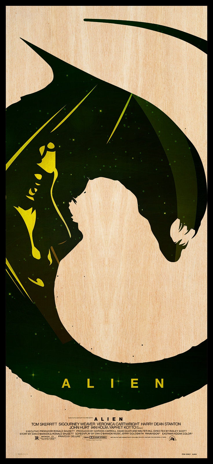 Alien Poster WOOD PRINT Cult Sci-fi movie fan poster on WOOD | Etsy