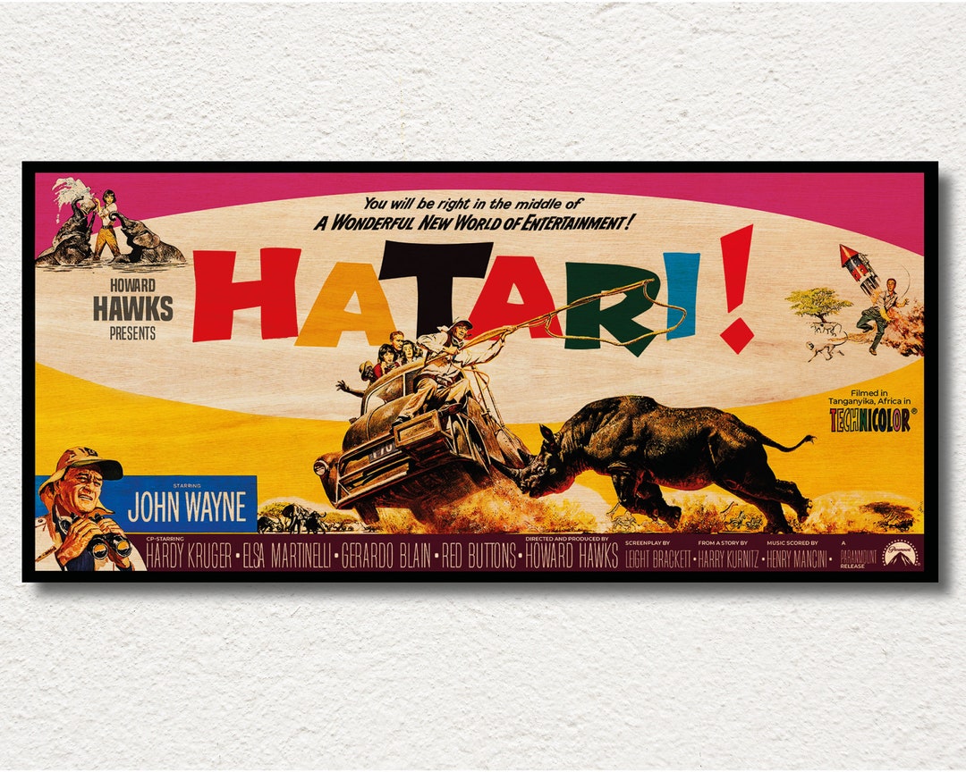 Hatari WOODEN Wall Art Poster, Roadshow Horizontal Cinema Special ...