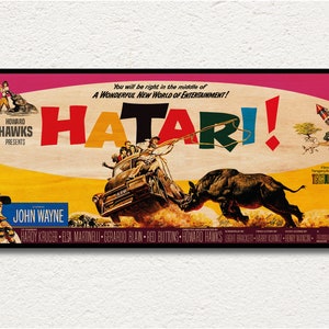 Hatari WOODEN Wall Art Poster, Roadshow Horizontal Cinema Special ...