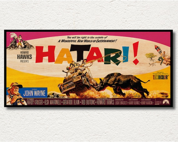 Hatari WOODEN Wall Art Poster Roadshow Horizontal Cinema - Etsy