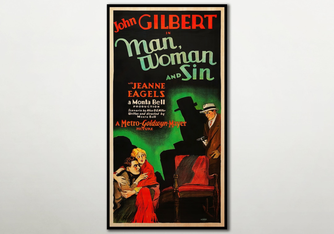 Man, Woman and Sin Extra Large WOOD PRINT Poster, Wall Art Silent Film ...