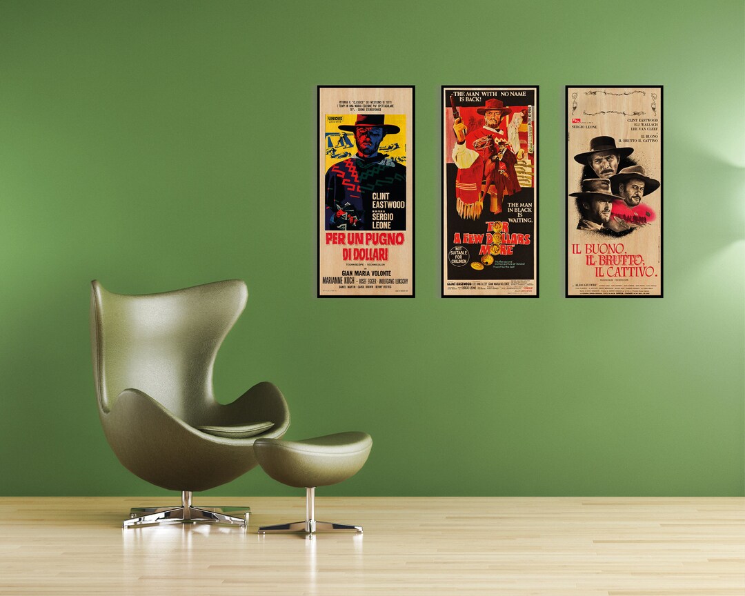 Eastwood Western Poster Collection, WOODEN Wall Art Set, Striking ...