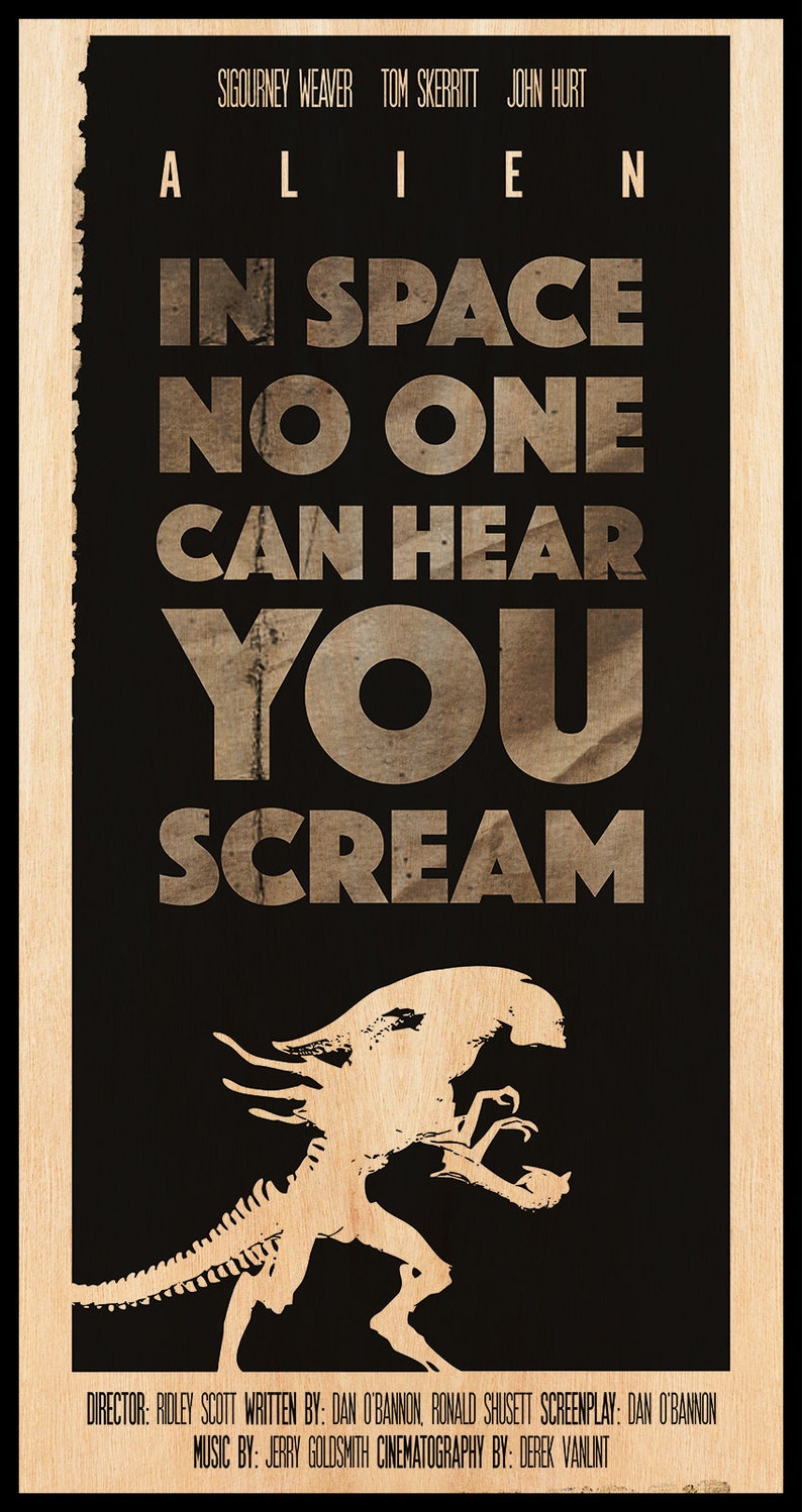 Large WOOD wall art alternative Alien poster Fanart cinema | Etsy