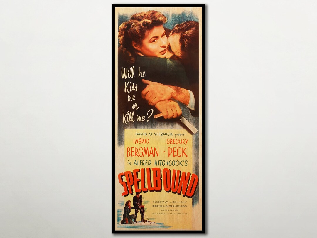 WOOD PRINT Spellbound Poster, Fanart Thriller Film Noir Movie Poster on ...