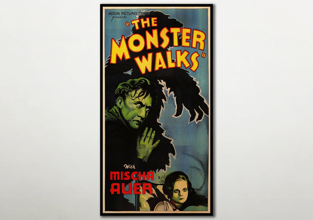 The Monster Walks Extra Large WOOD PRINT Poster, Wall Art American Pre ...