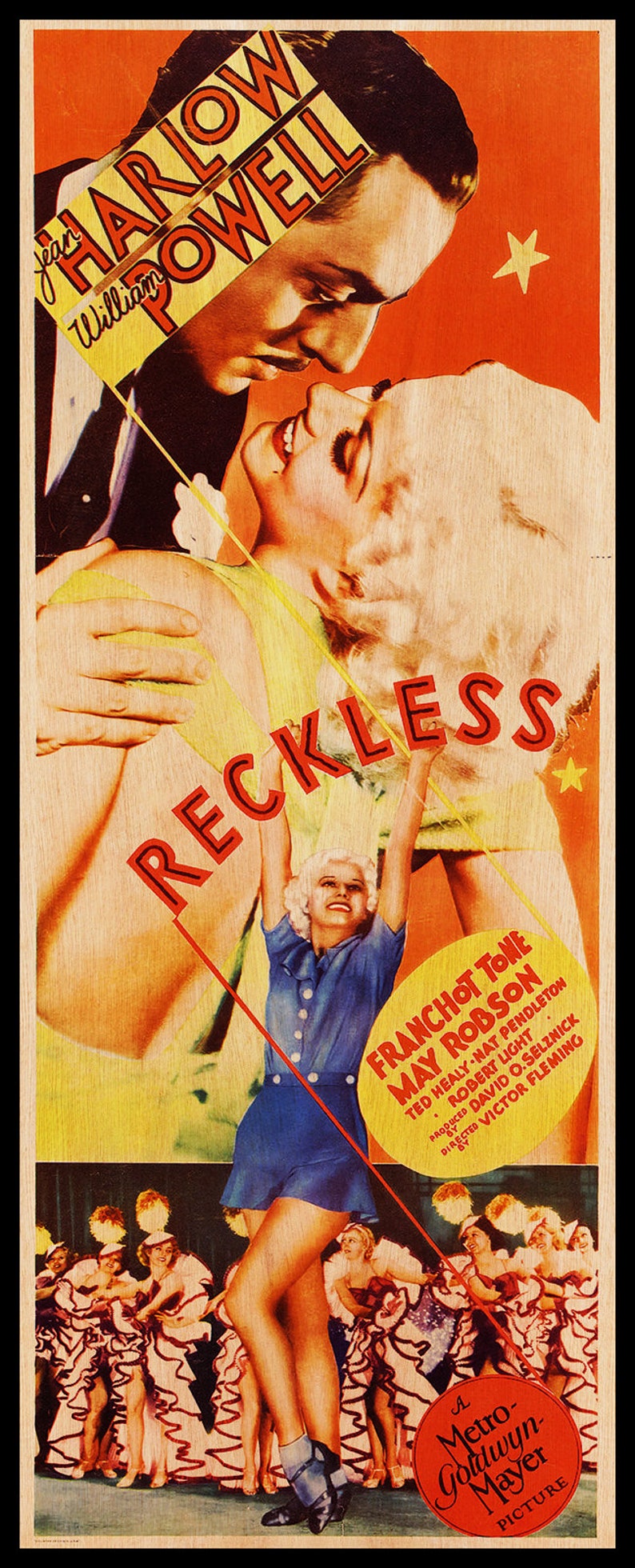 Reckless WOOD POSTER, Fan Art Cinema Film Poster on WOOD for Jean ...
