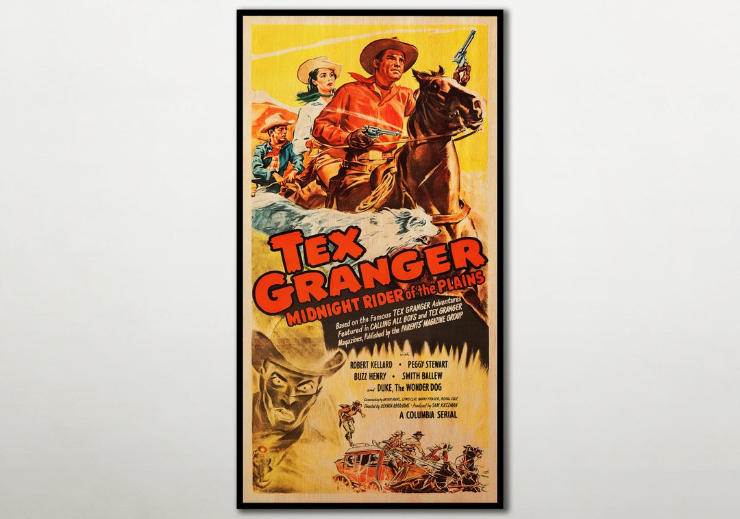 Tex Granger Extra Large WOOD PRINT Poster, Wall Art Western Film Serial Movie Posters on WOOD ...