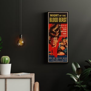 Night of the Blood Beast HIGH QUALITY Movie Wood Poster, Horror Large ...