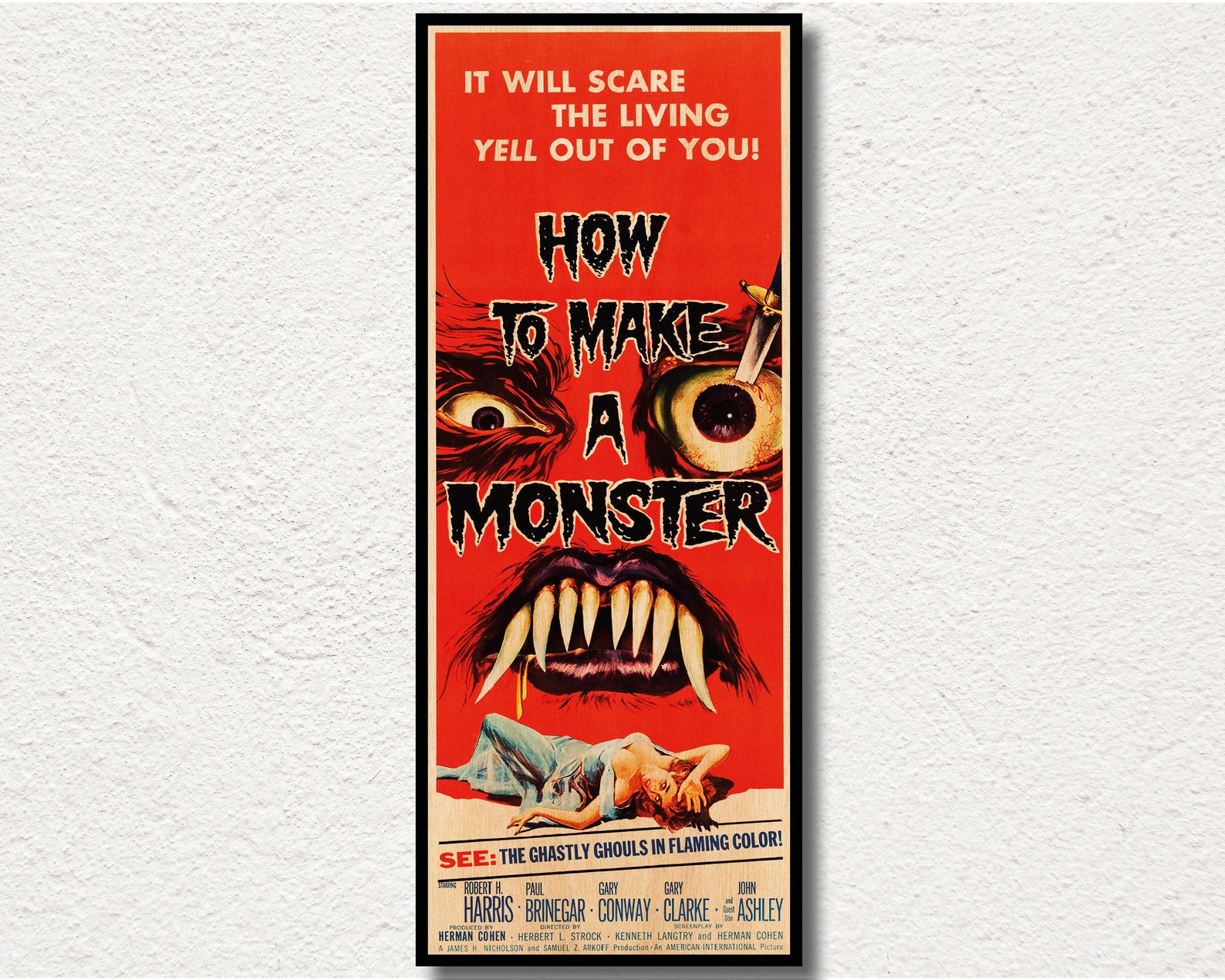 Halloween Creepy Poster Collection WOODEN Wall Art Set Cool | Etsy