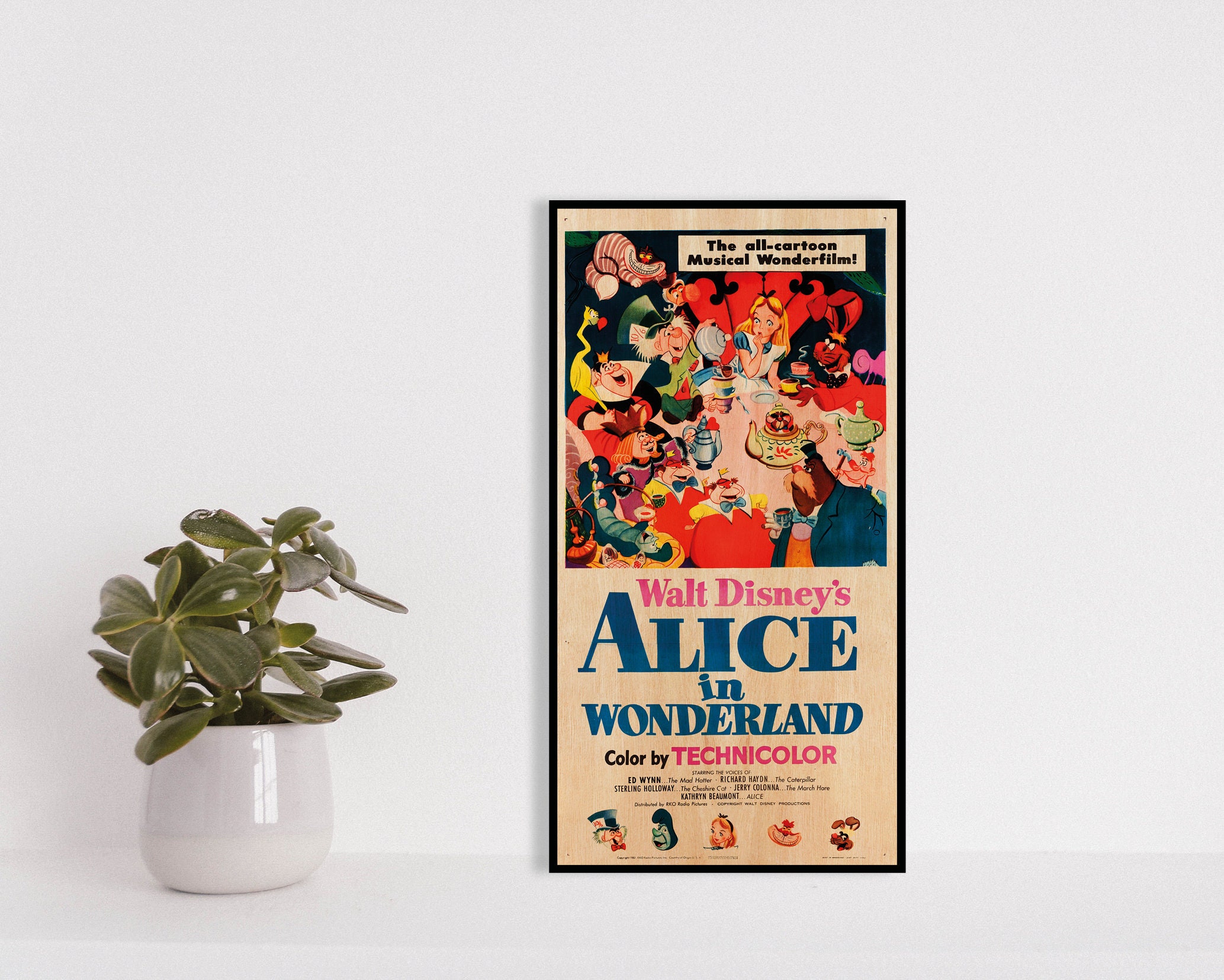 Alice in Wonderland WOOD PRINT Poster Fanart Cinema Movie | Etsy