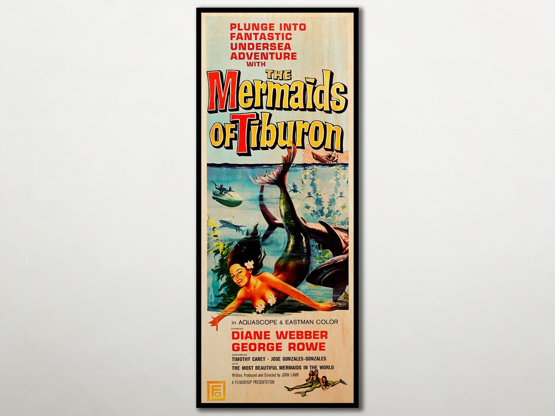 Mermaids of Tiburon Poster Printed on Wood, Extra Large Wall Art Film ...