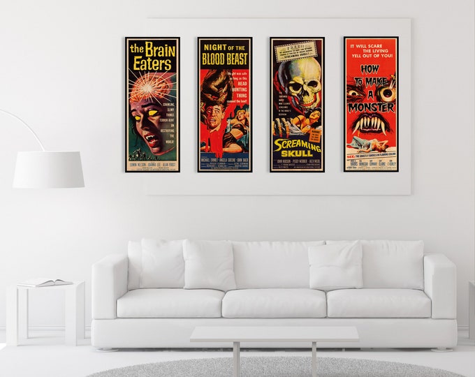 Halloween Creepy Poster Collection, WOODEN Wall Art Set, Cool & Unique ...