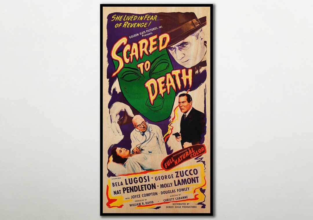 Scared to Death Extra Large WOOD PRINT Poster, Wall Art Gothic Thriller ...