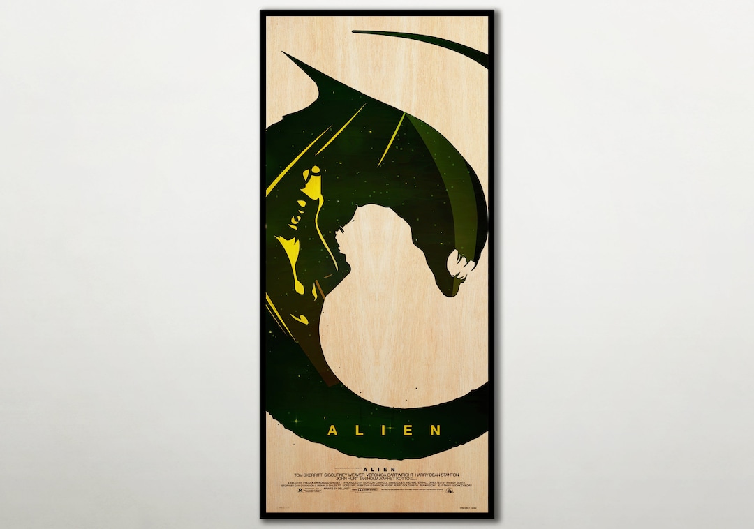 Alien Poster WOOD PRINT, Cult Sci-fi Movie Fan Poster on WOOD for the ...