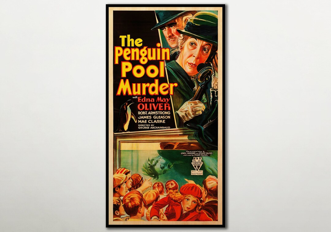 The Penguin Pool Murder Extra Large WOOD PRINT Poster, Wall Art of Pre ...