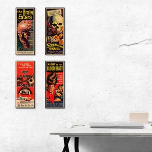 Halloween Creepy Poster Collection, WOODEN Wall Art Set, Cool & Unique ...