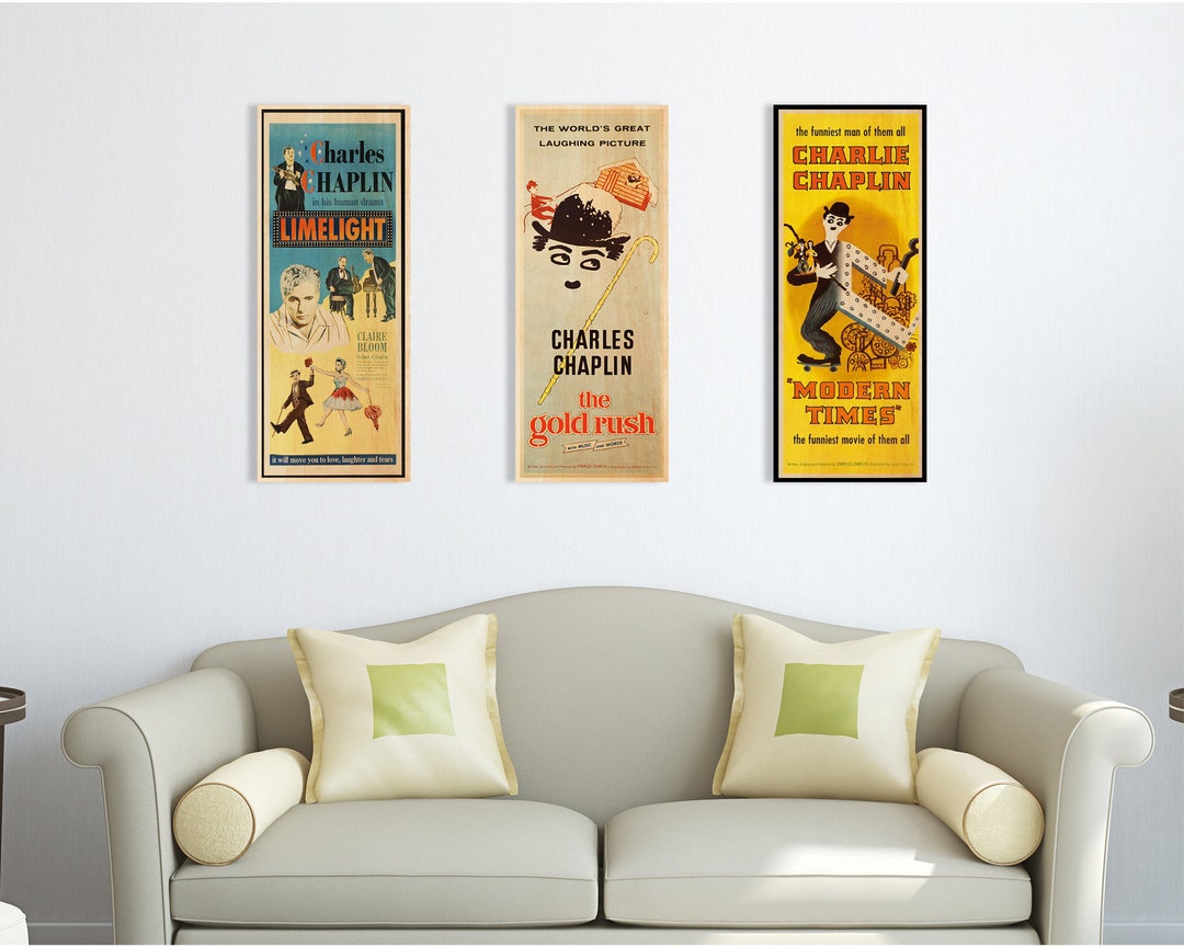 Charlie Chaplin Poster Collection, WOODEN Wall Art Set, Striking ...