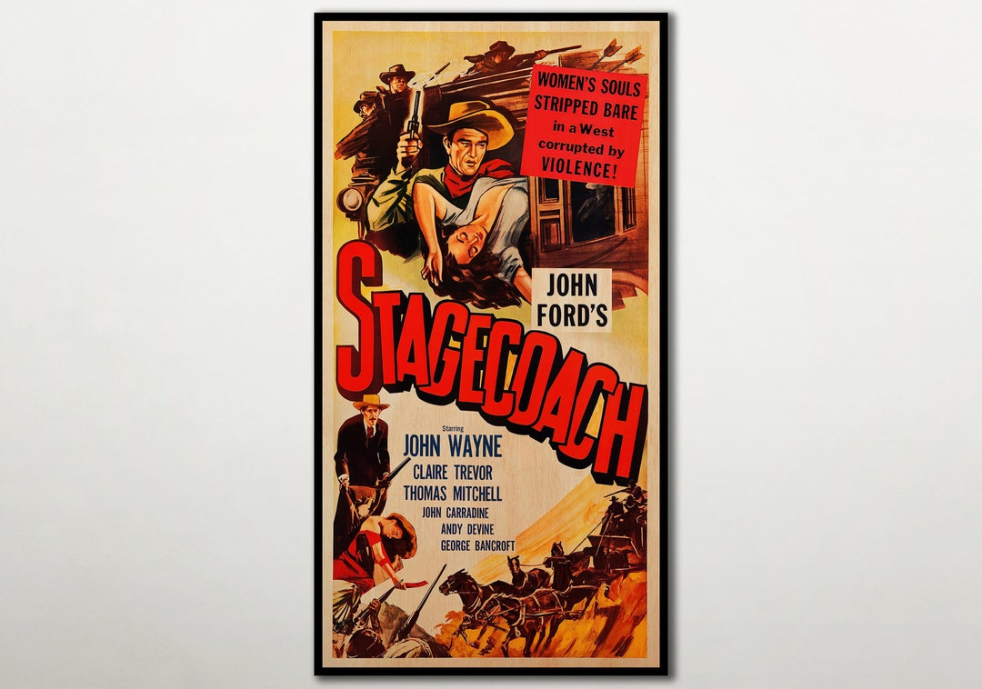Stagecoach Extra Large WOOD PRINT Poster, Fanart American Western Film ...