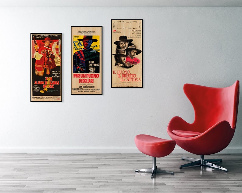 Eastwood Western Poster Collection WOODEN Wall Art Set | Etsy