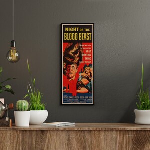 Night of the Blood Beast HIGH QUALITY Movie Wood Poster, Horror Large ...