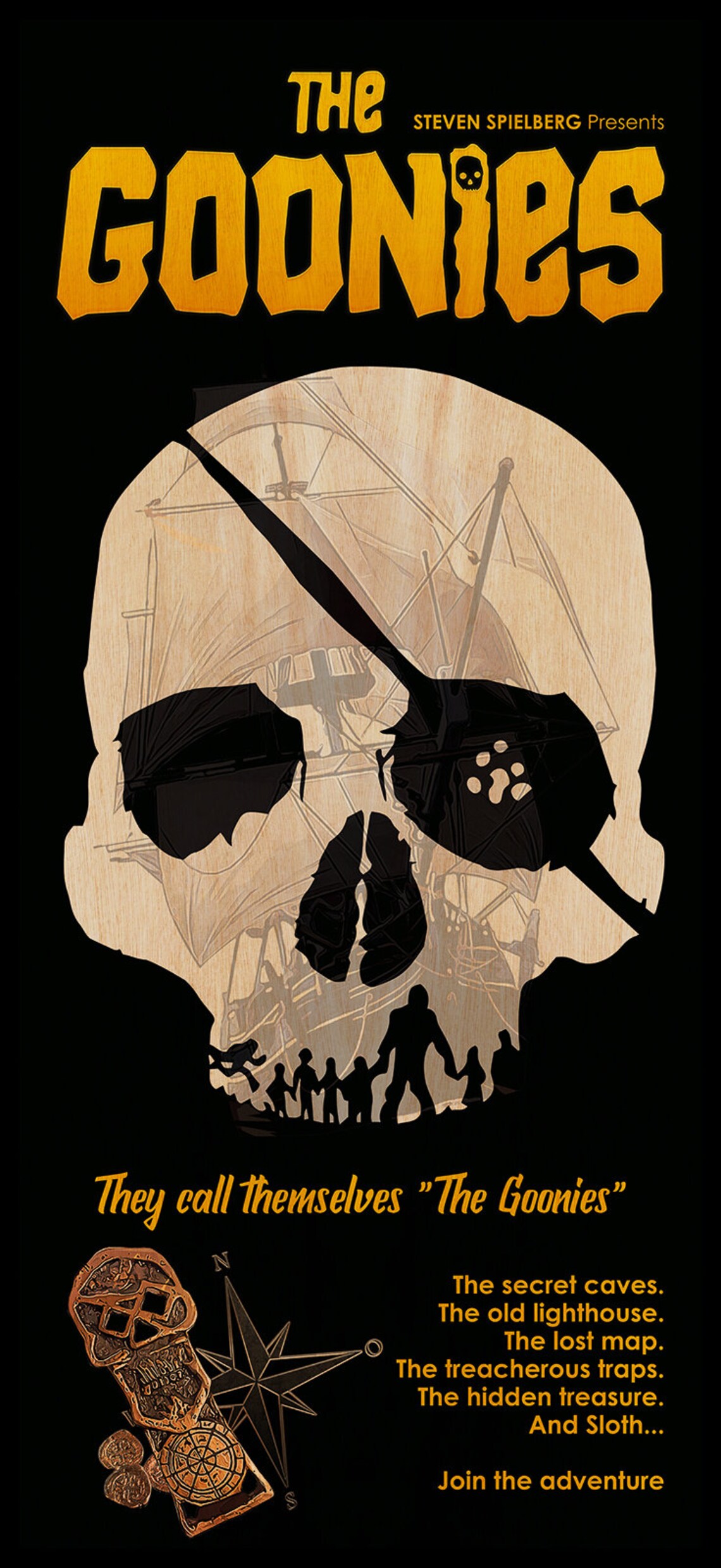 The Goonies Poster WOOD PRINT Fanart Cinema Film Posters on - Etsy