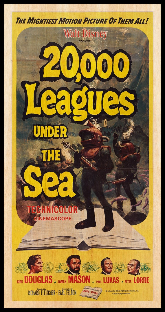 20000 leagues under the sea WOOD Wall Art Poster. WOOD decor | Etsy