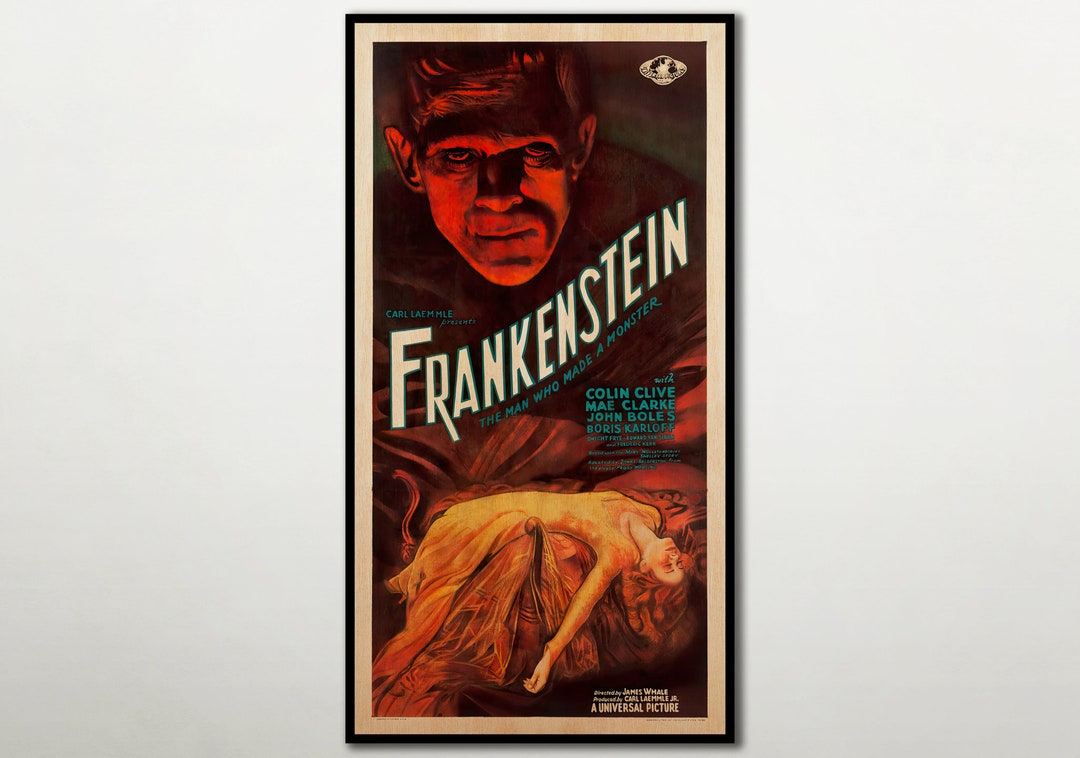 FRANKENSTEIN Poster Printed on WOOD, Extra Large Wall Art Film Poster ...
