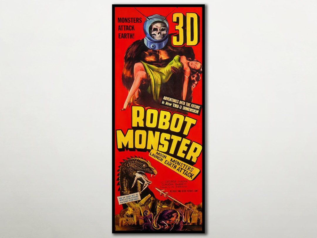 Large WOOD Wall Art Robot Monster Poster, WOOD Decor Movie Posters ...