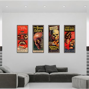 Halloween Creepy Poster Collection, WOODEN Wall Art Set, Cool & Unique ...