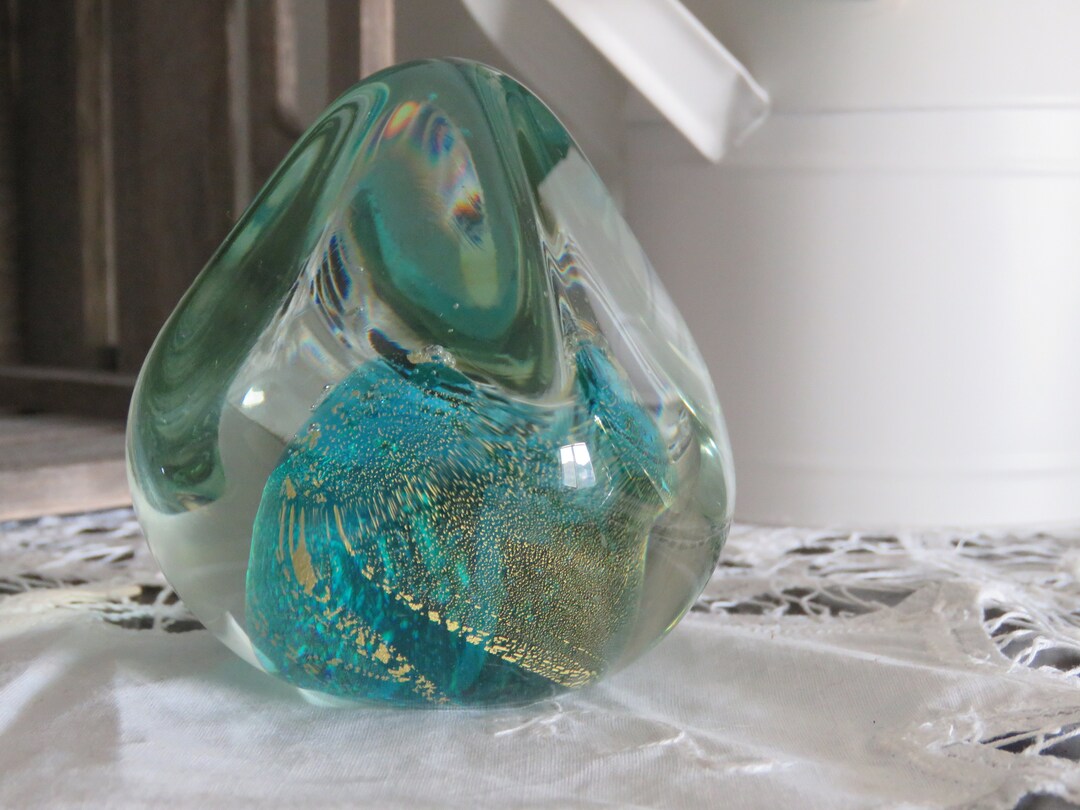 Michael J Reid Signed Art Glass Paperweight | Vintage Collectibles ...